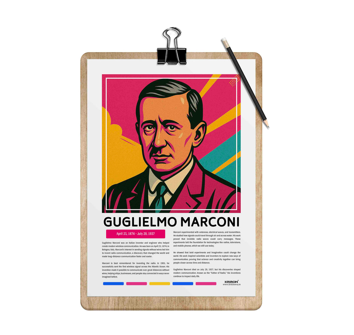 Guglielmo Marconi Poster | Inspirational Wall Art | Famous Scientist P ...