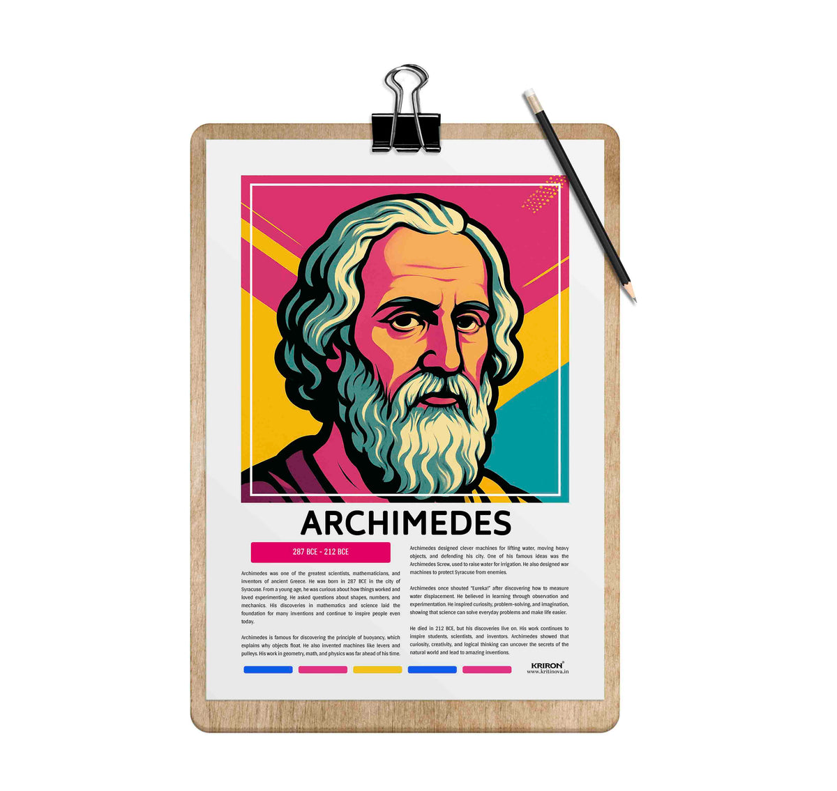 Archimedes Poster | Inspirational Wall Art | Famous Scientist Portrait ...