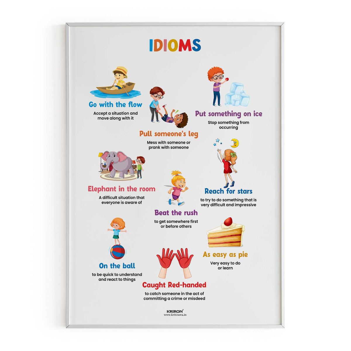 Idioms Part 1, Vocabulary Poster, Educational English Poster, Kids Roo ...