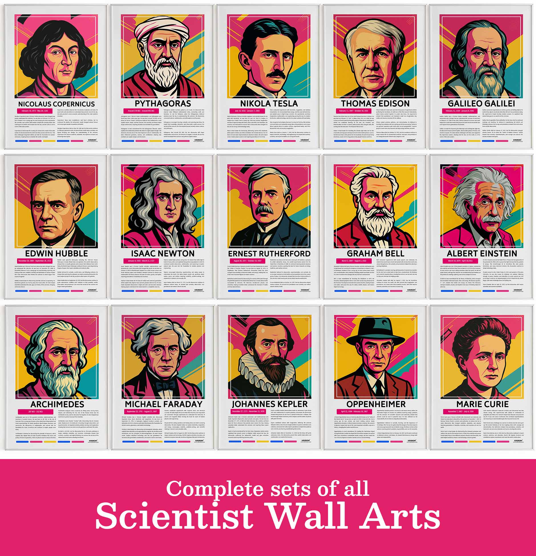 Complete set of 50 Famous Scientist Portrait | Educational STEM Classr ...
