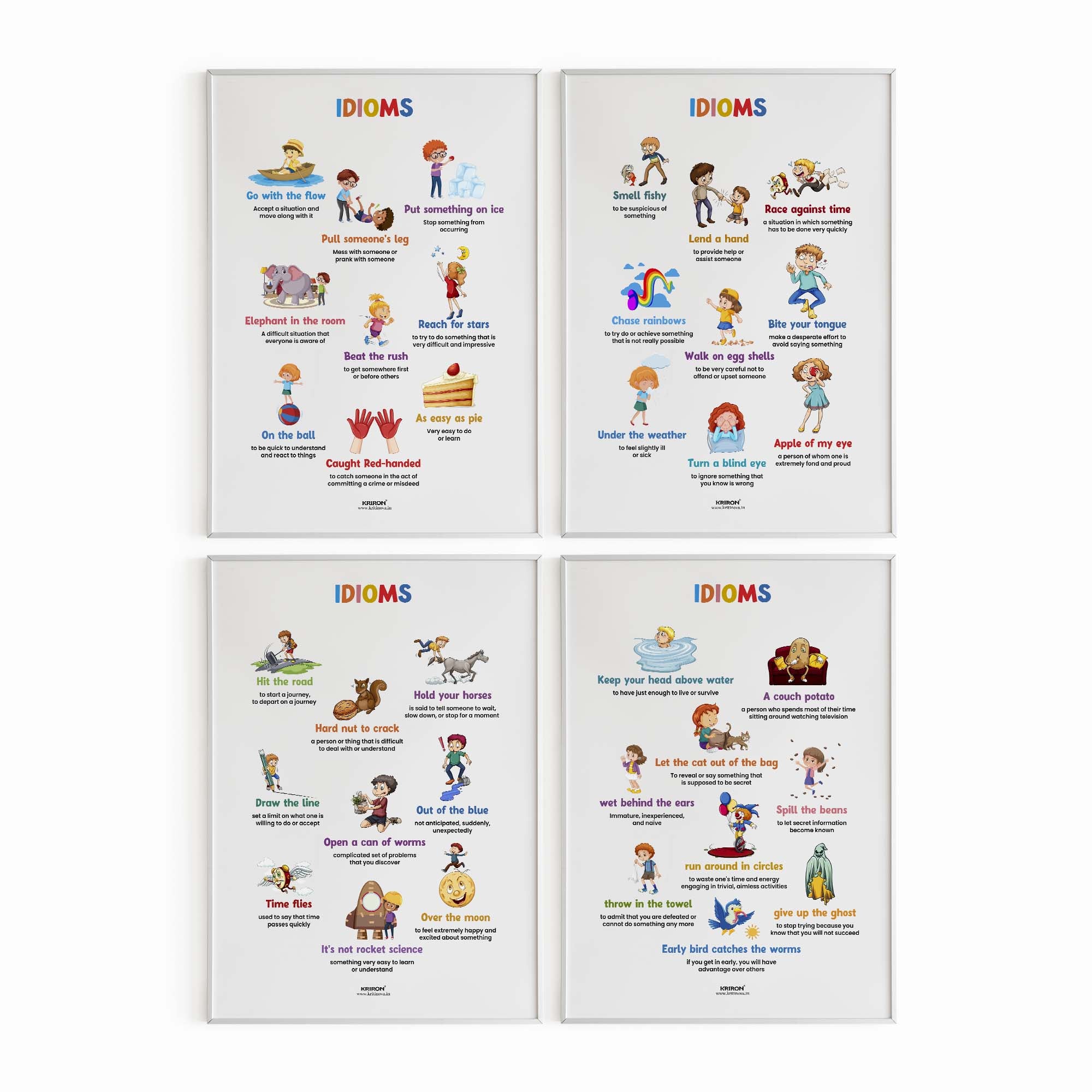 Pack of 4 - Idioms, Vocabulary Poster, Educational English Poster, Kid ...