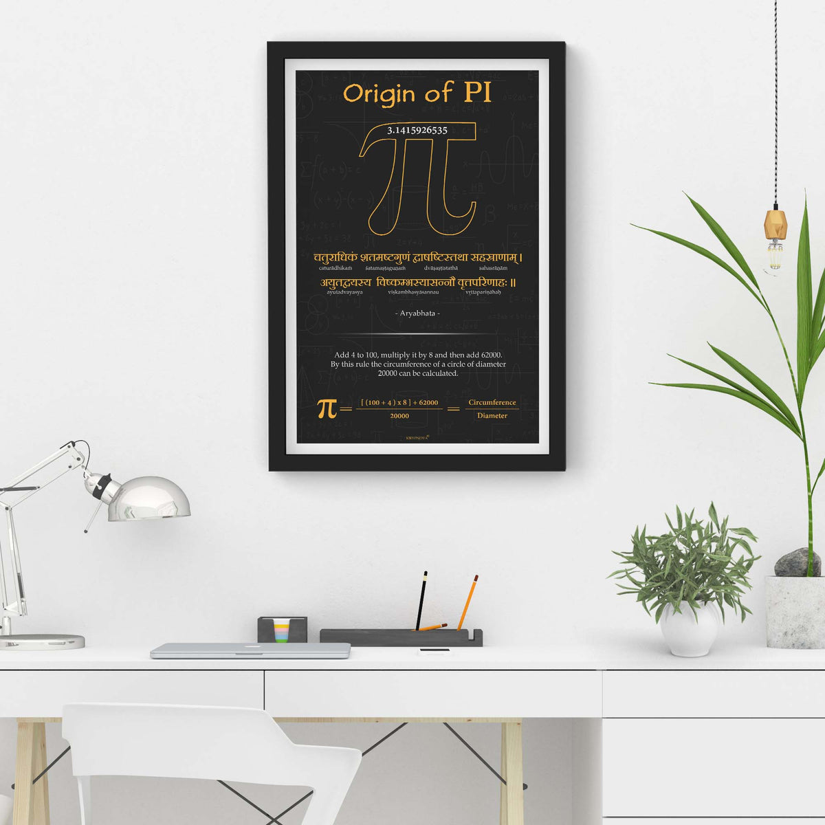 Origin of Pi Wall Art, Vedic Mathematics, Aryabhata, Sanskrit Art, Ins ...
