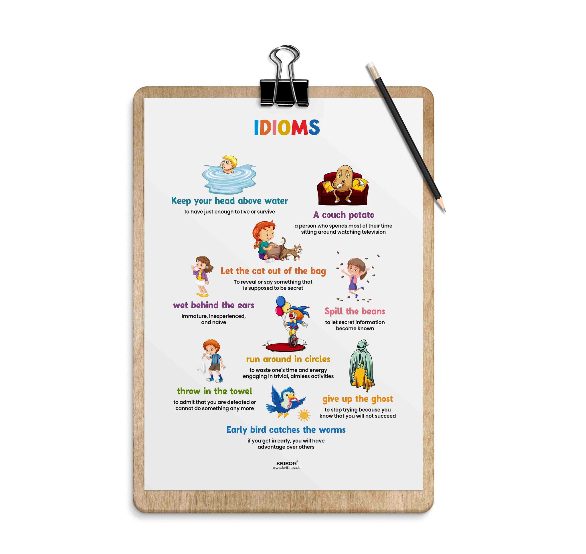 Idioms Part 4, Vocabulary Poster, Educational English Poster, Kids Roo ...