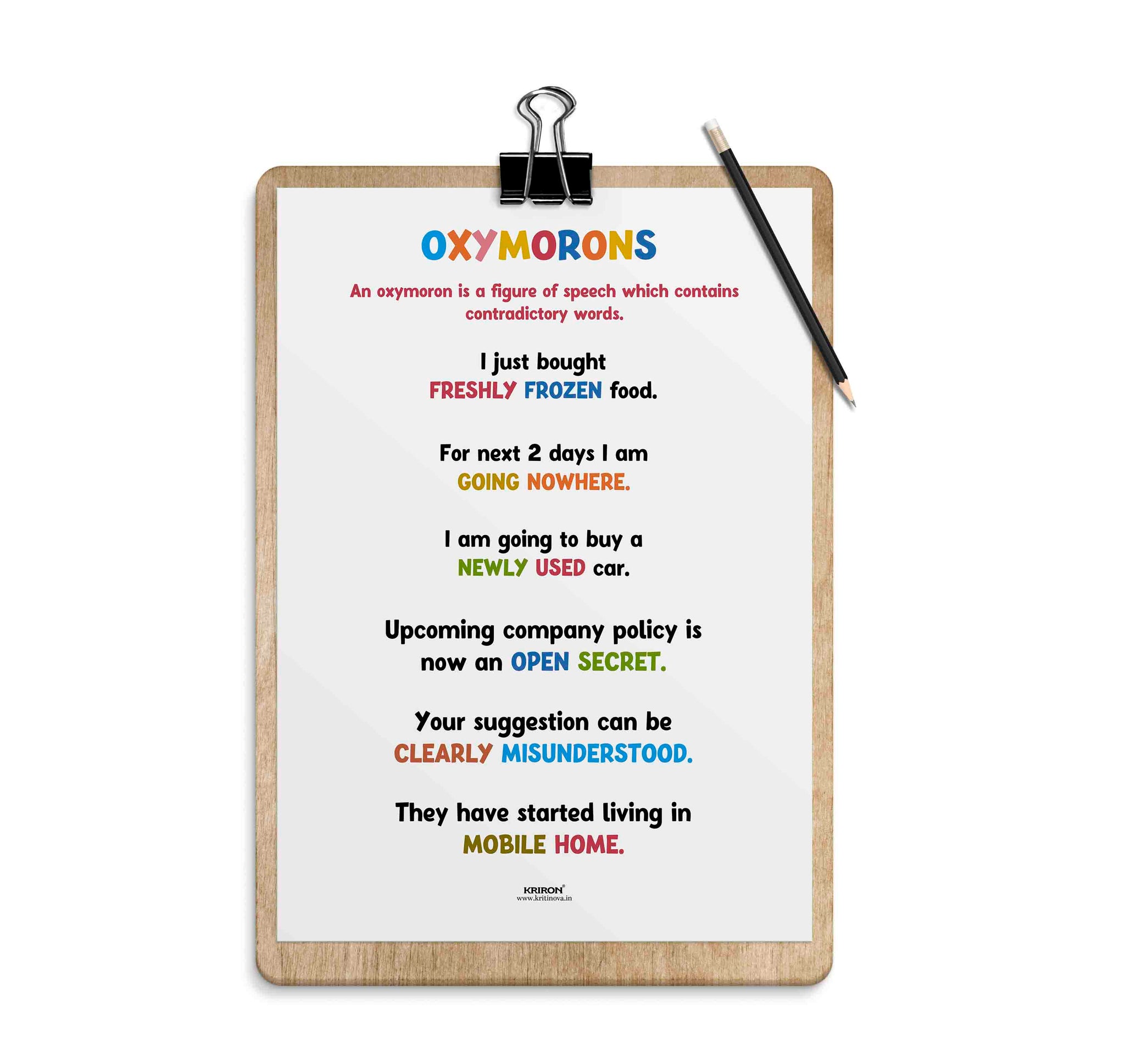 Funny Oxymoron Part 3, Educational English Poster, Kids Room Decor, Cl ...