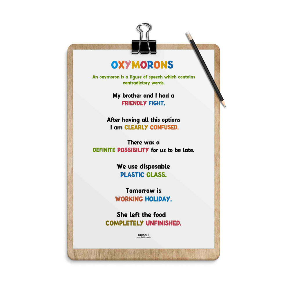Funny Oxymoron Part 4, Educational English Poster, Kids Room Decor, Cl ...