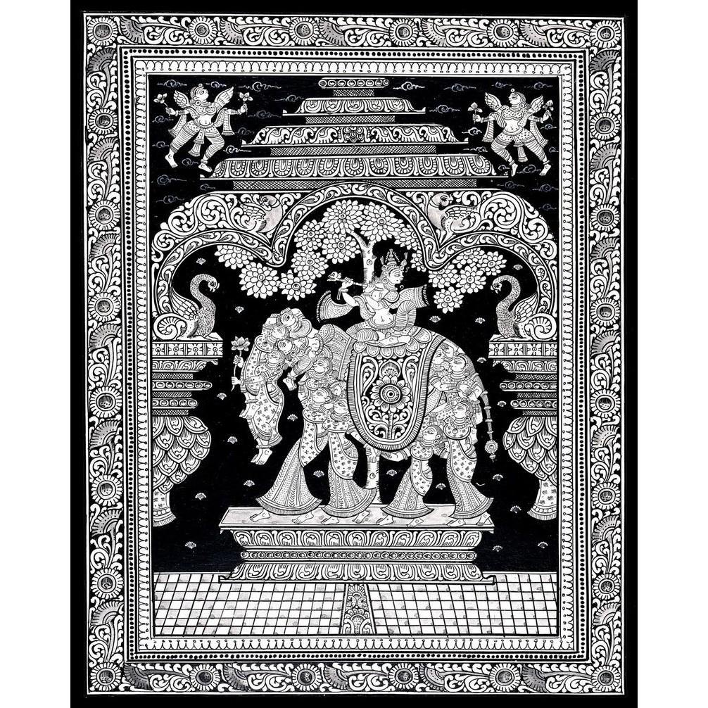 Black Lady Elephant, Pattachitra Art, Indian Traditional Art, Cultural ...