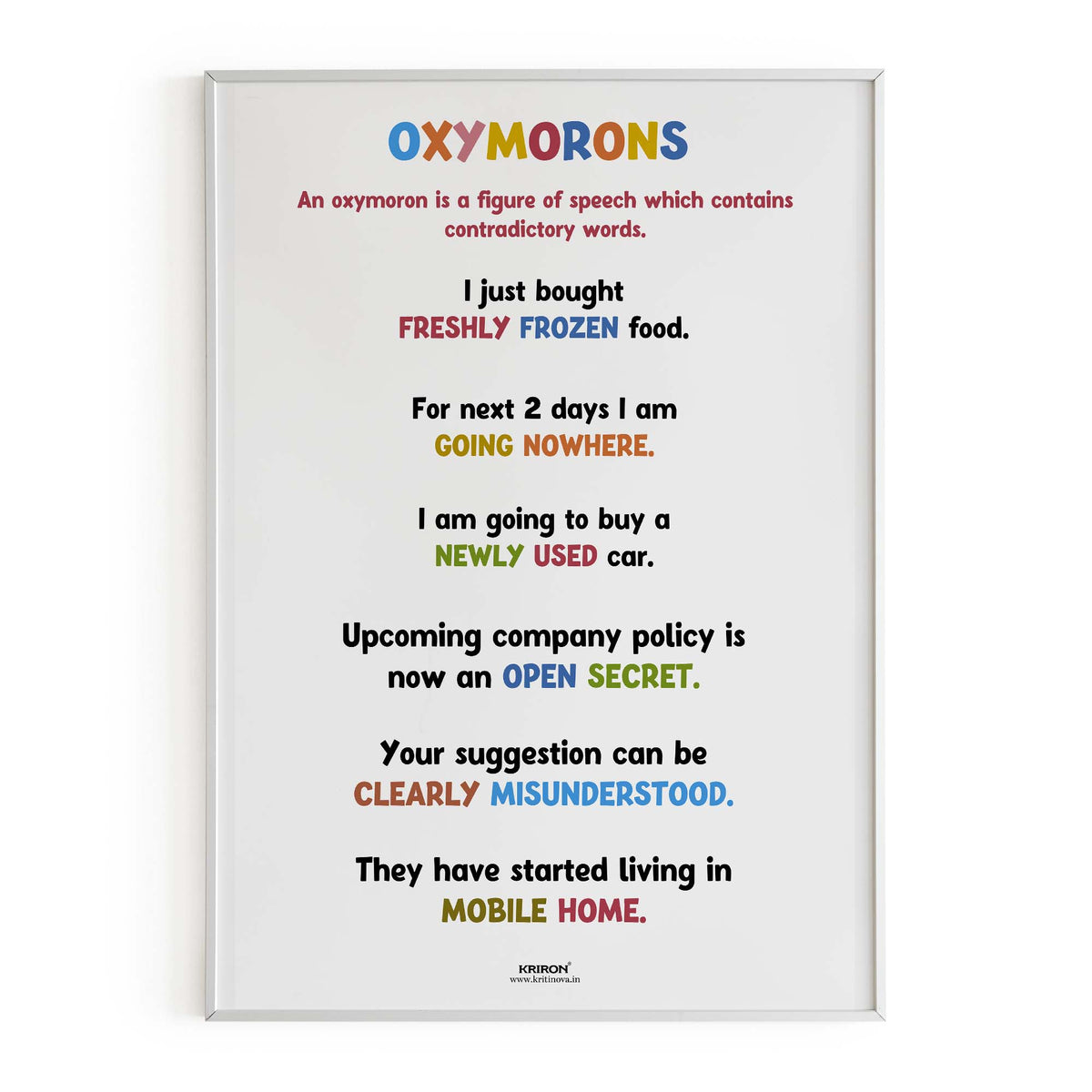 Funny Oxymoron Part 3, Educational English Poster, Kids Room Decor, Cl ...