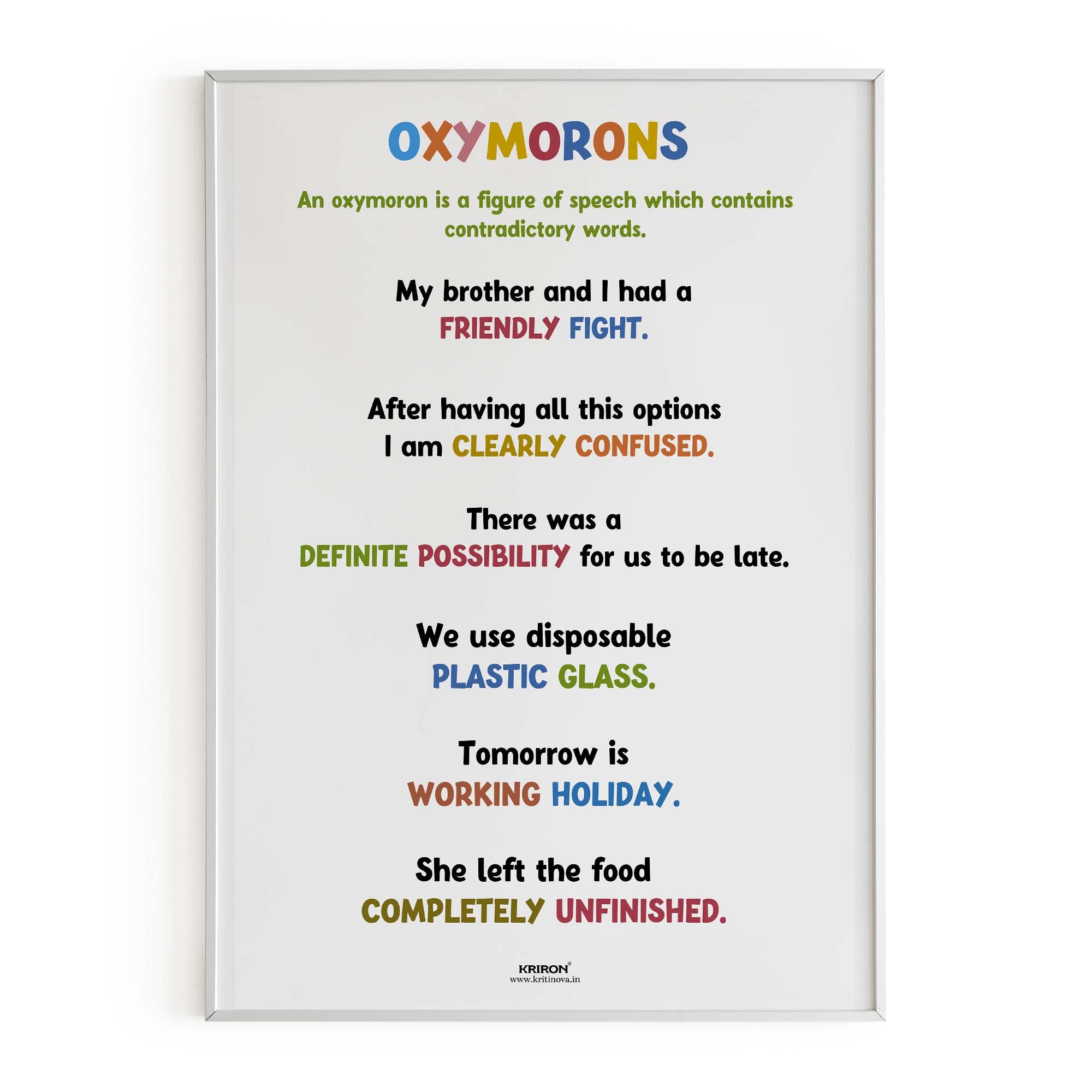 Funny Oxymoron Part 4, Educational English Poster, Kids Room Decor, Cl ...