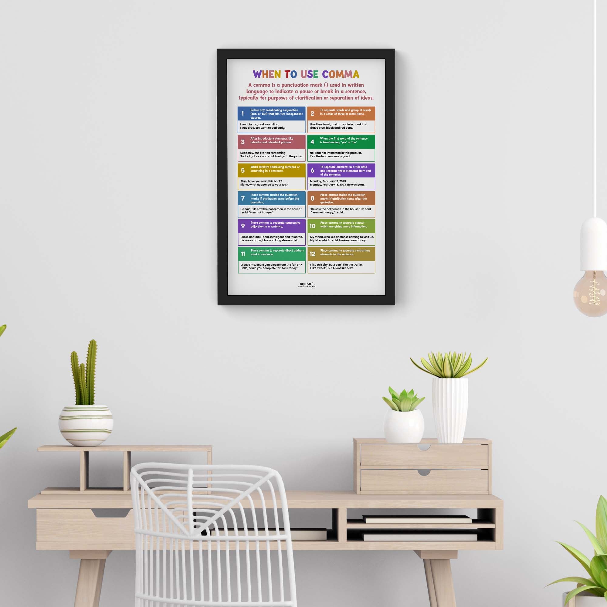 When to use comma, Educational English Poster, Kids Room Decor, Classr ...