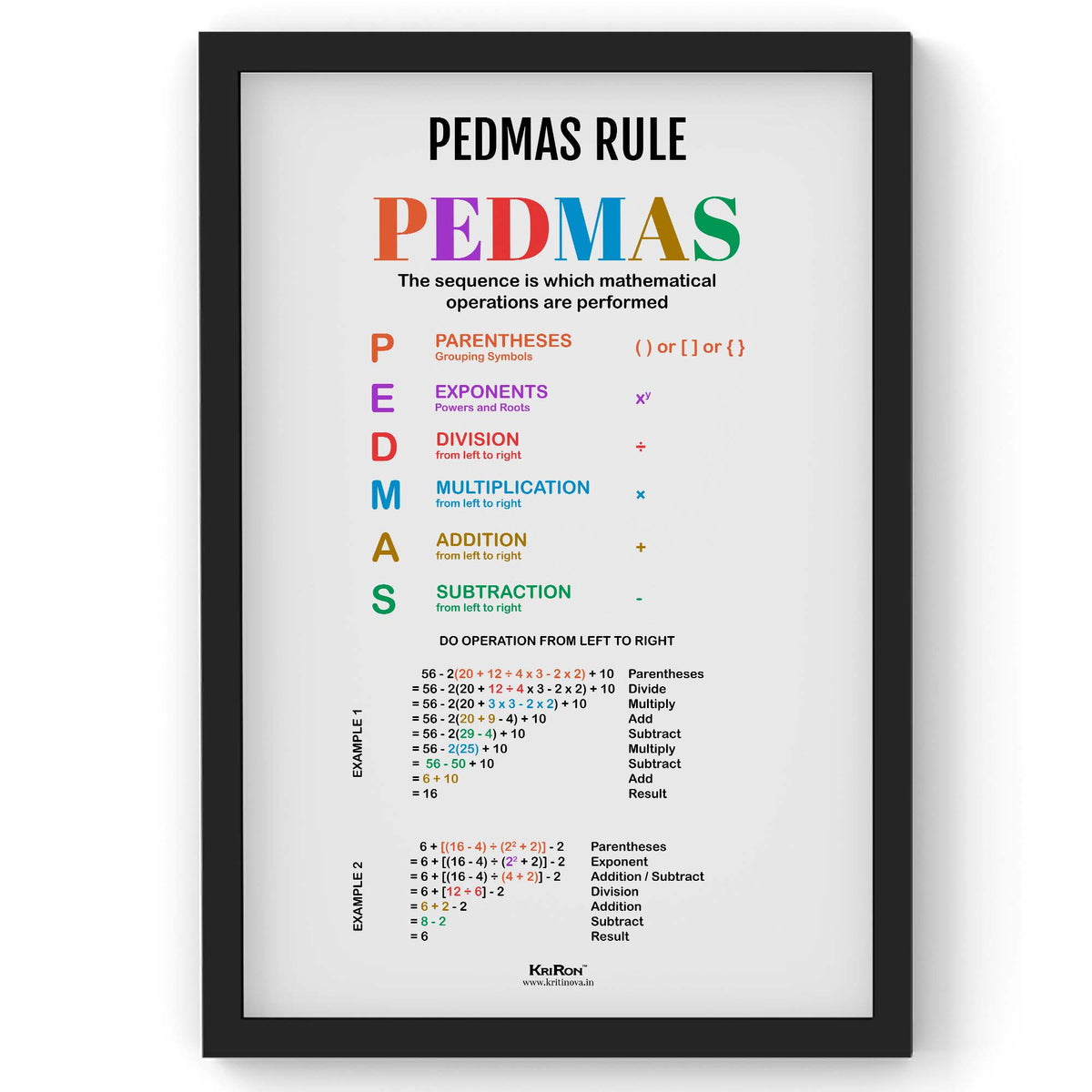 Pedmas Rule, Math Poster, Kids Room Decor, Classroom Decor, Math Wall ...